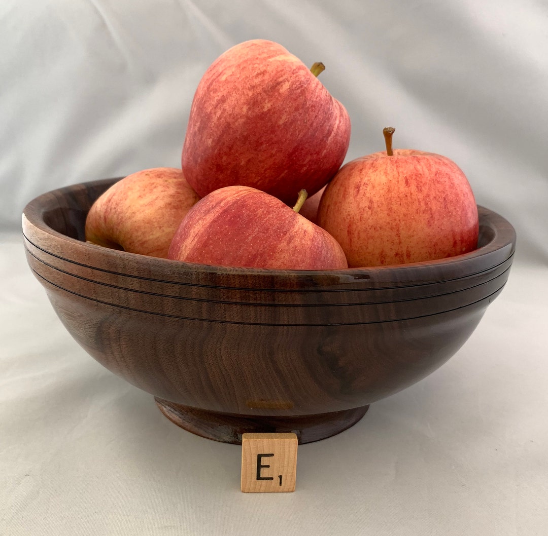 Walnut Hand Turned Yarn Fruit Food-safe Bowl With Rings Below Rim - Etsy