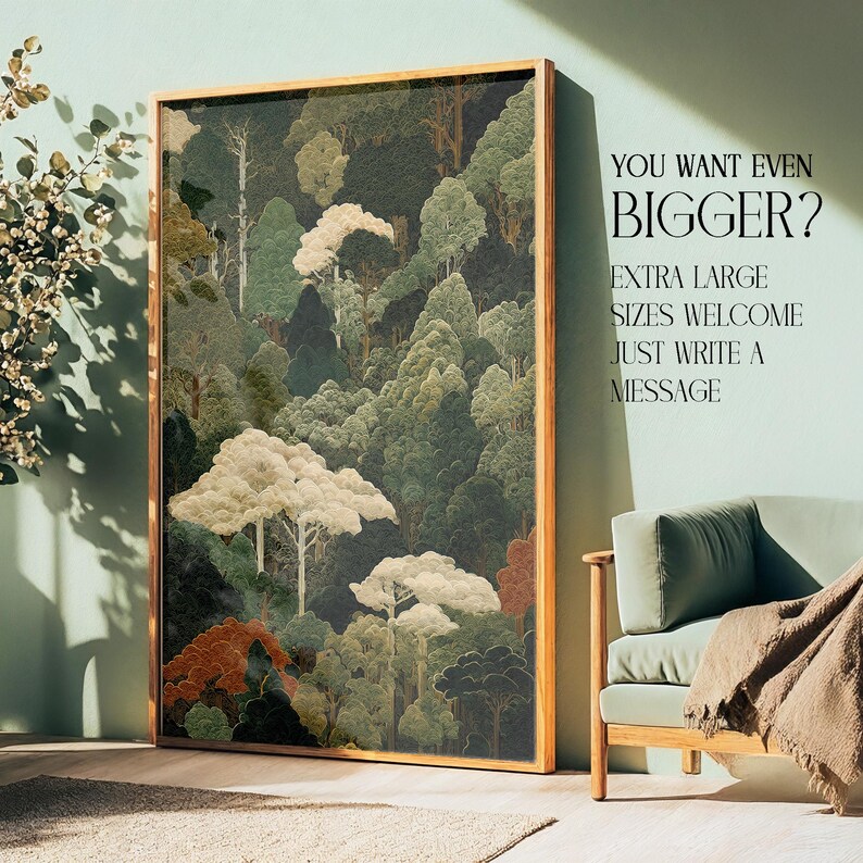 Japanese Forest Wall Art Set of 3 Sage Green Fall Decor Printable ...