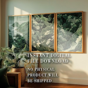 Japanese Wall Art Sage Green Forest Wabi Sabi Painting Japandi Gallery ...