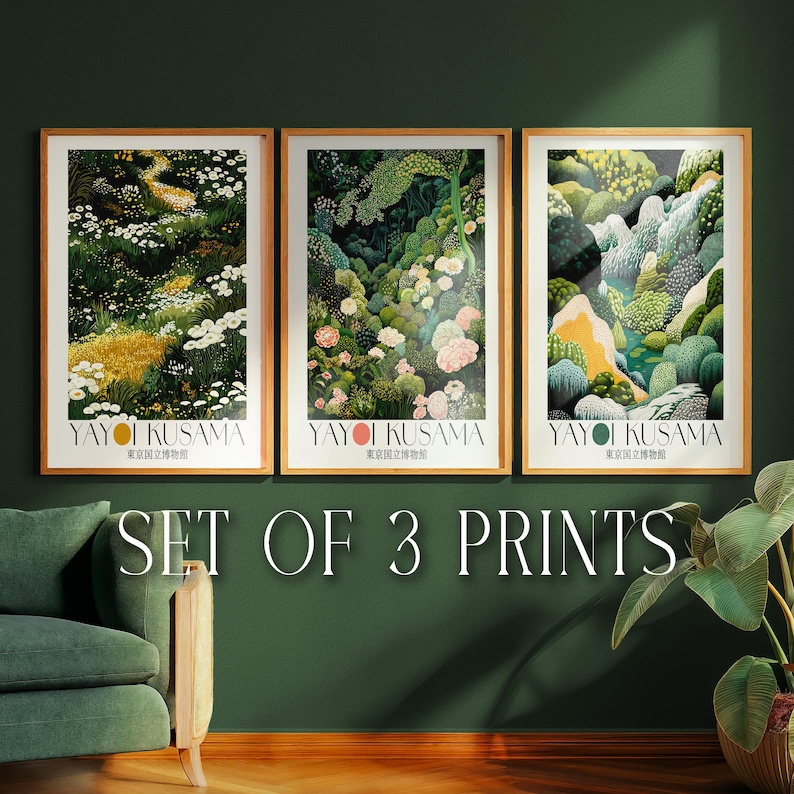 Yayoi Kusama Maximalist Printable Japanese Wall Art Set of 3 Prints ...