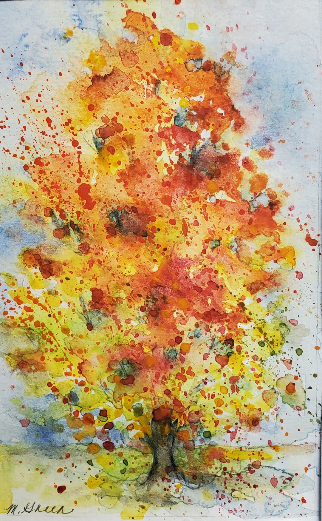 Fall, 4X6 Original Watercolor, 8x10 Finished Size With Mat - Etsy