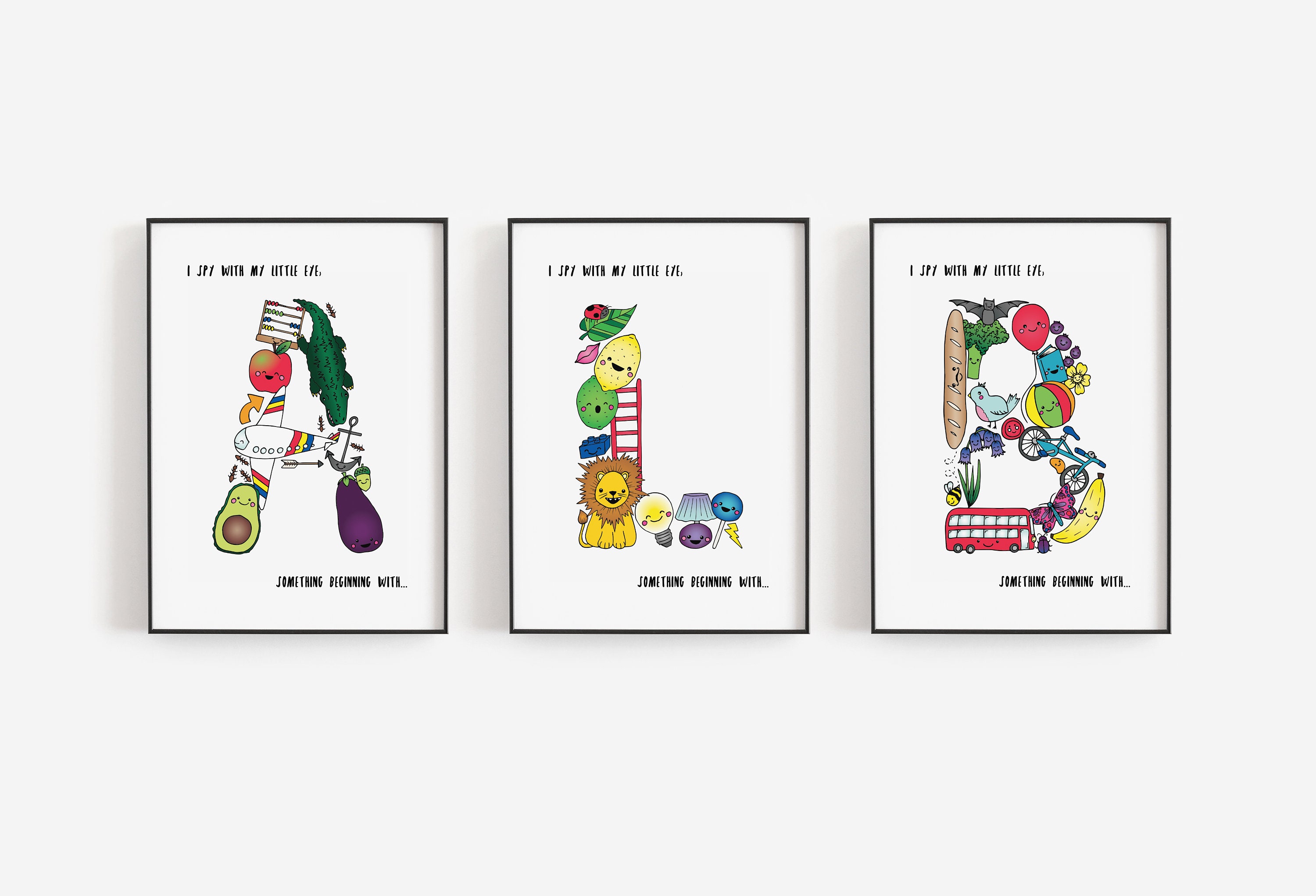 L I Spy Letter Print, A4, A3, A2 Hand Illustrated, Initial, Kids Print ...