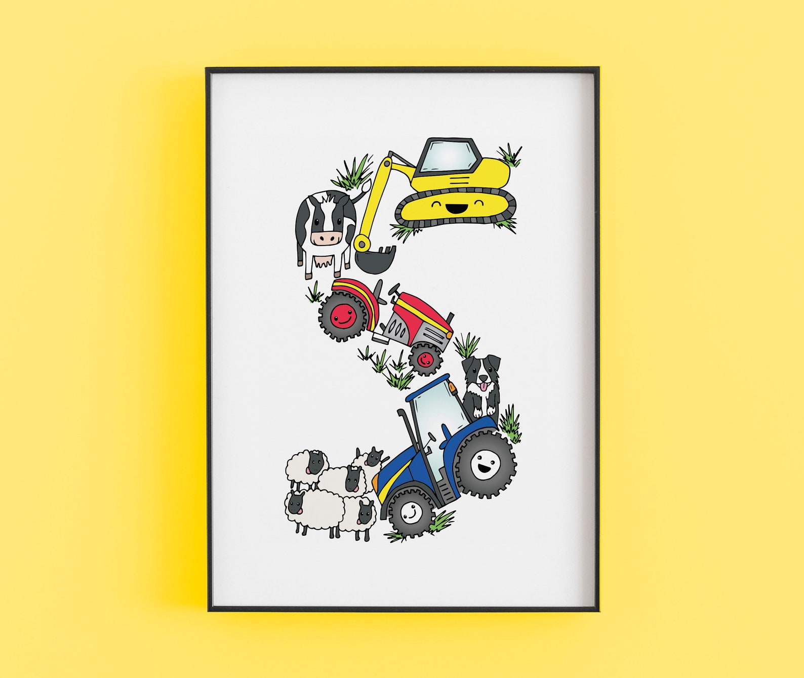 MACHINES Bespoke Letter Illustration, A4, A3, A2 Print Tractor, Car ...