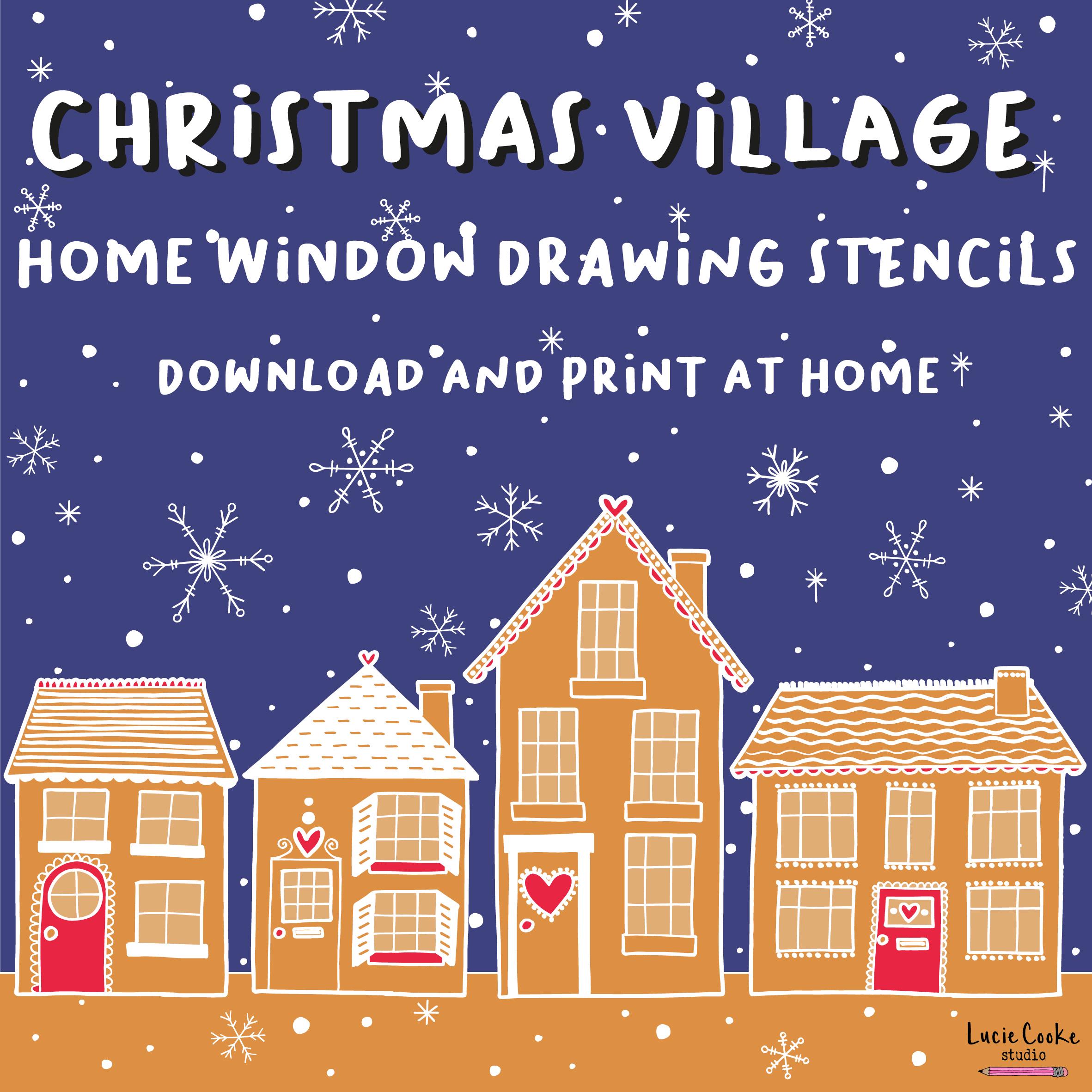 Christmas Home Window Drawing Stencils - Christmas Village DIGITAL ...