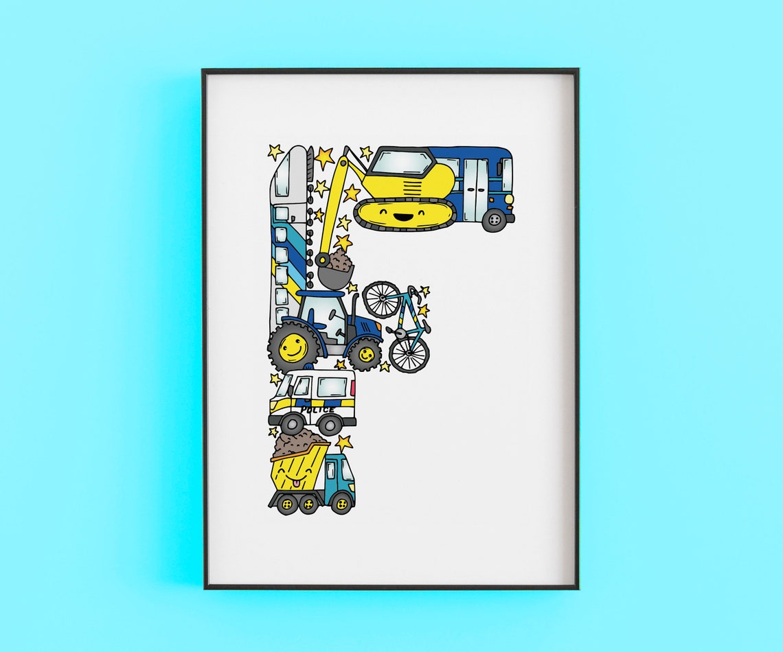 MACHINES Bespoke Letter Illustration, A4, A3, A2 Print Tractor, Car ...