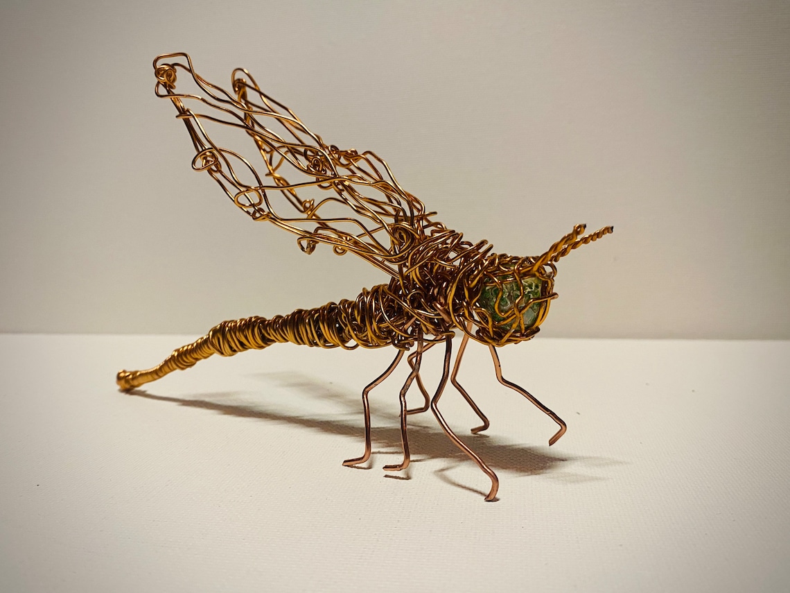 Sold . Dragonfly Copper Wire Art Sculpture - Etsy