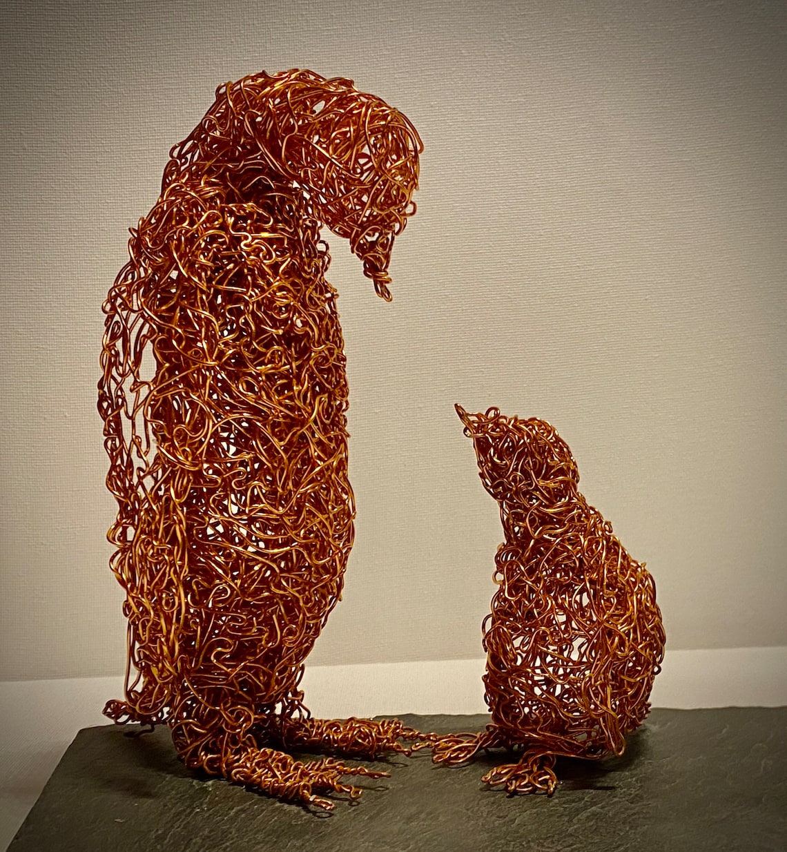 Copper Wire Penguin & Chick Sculpture - Etsy