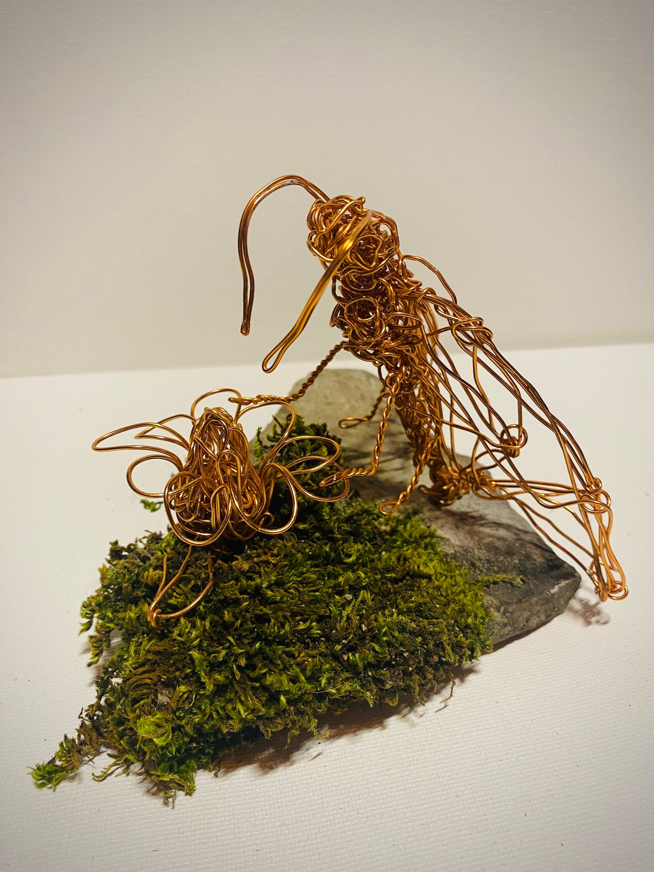 Pollinating Moth Copper Wire Art on Moss Slate Plinth - Etsy