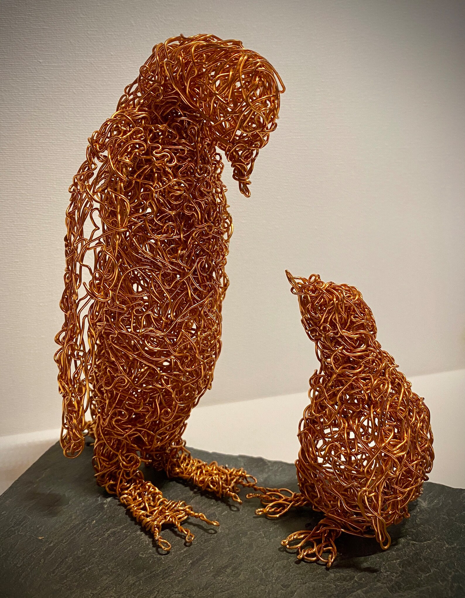 Copper Wire Penguin & Chick Sculpture - Etsy