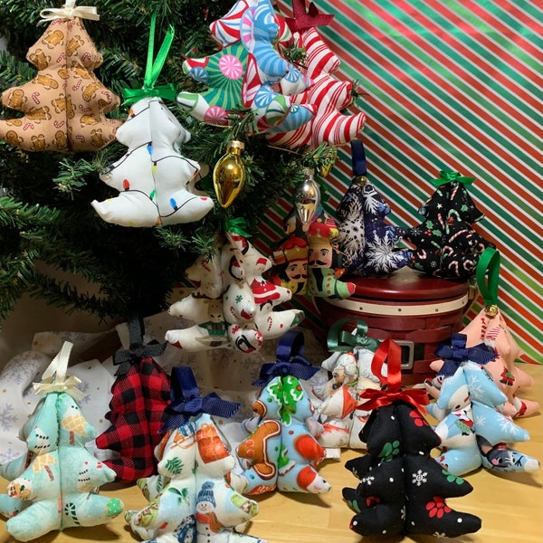 Fabric Christmas Tree Ornaments - Etsy