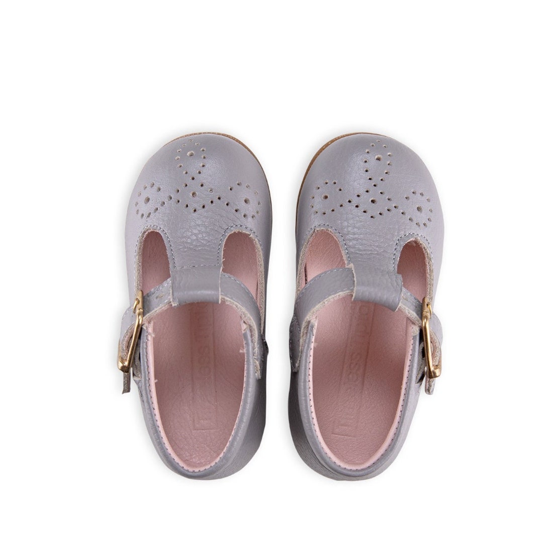 Gray Leather Baby Brogues: Retro Buckle Toddler Shoes - Etsy