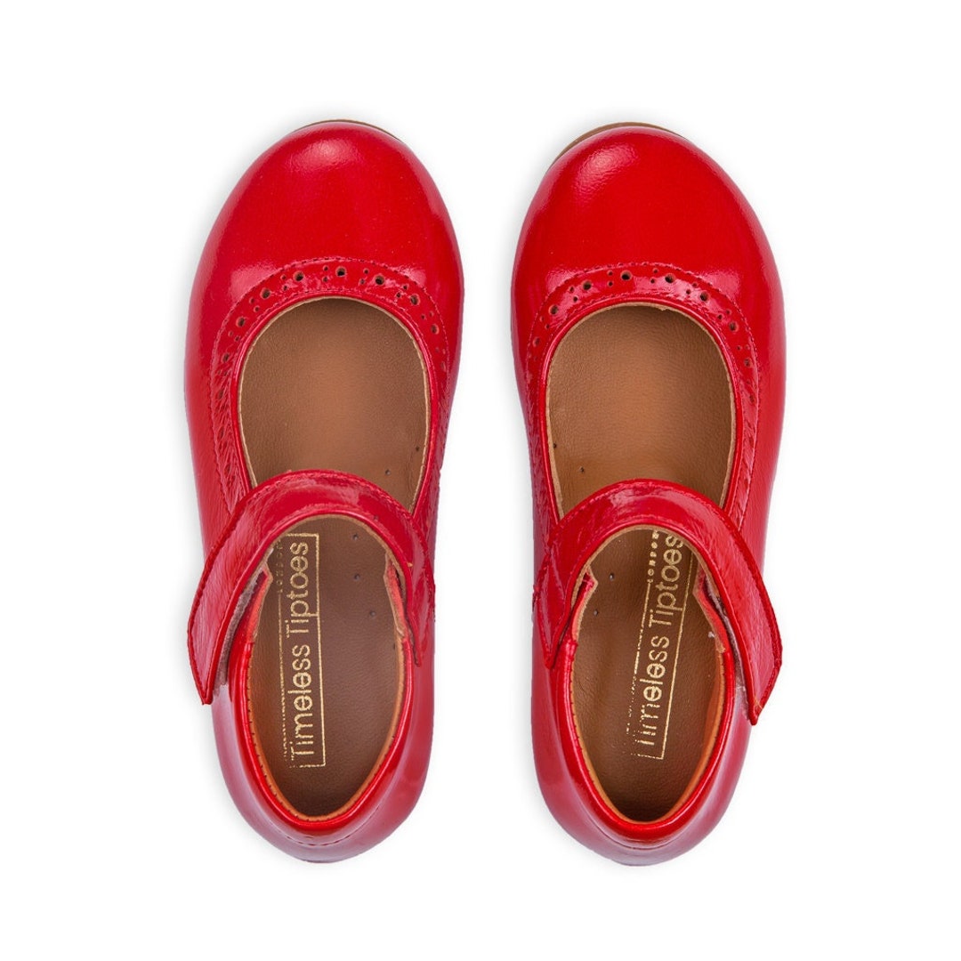 Red Mary Janes Shoes Girls Red Shoes Red Toddler Girls Shoes Red Flower ...