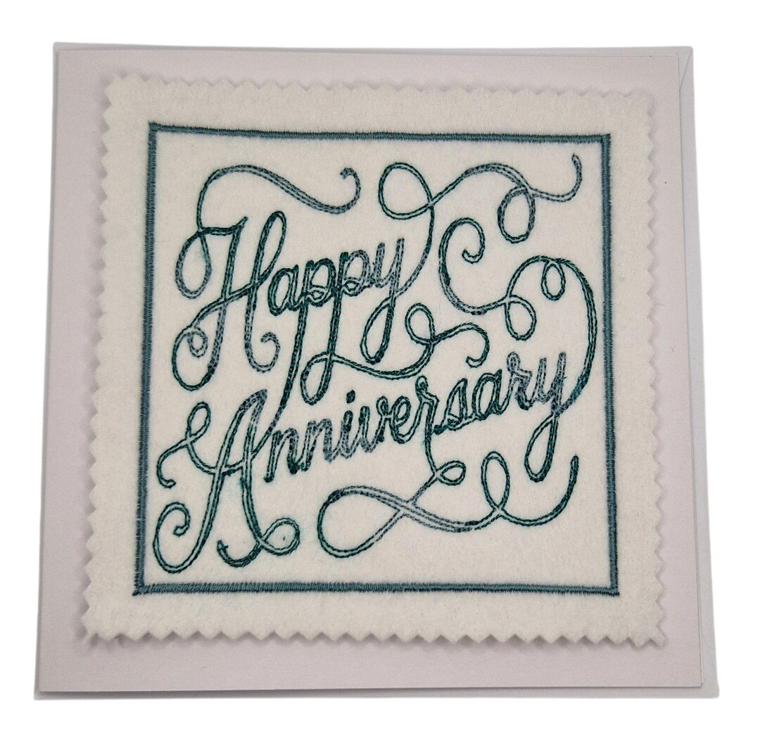 Embroidered Swirl Wedding Anniversary Card - Etsy