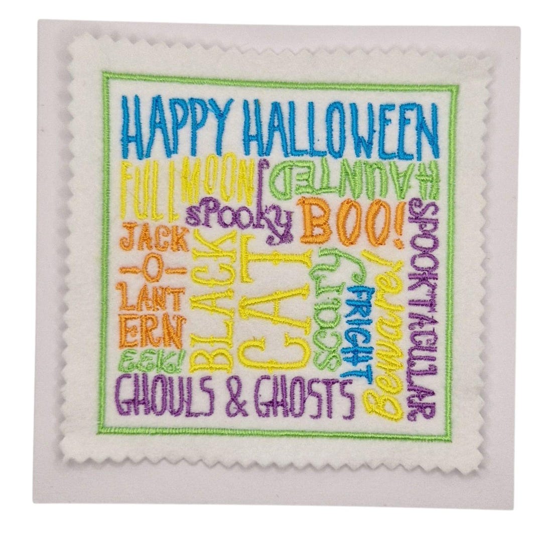 Embroidered Halloween Scary Card - Etsy