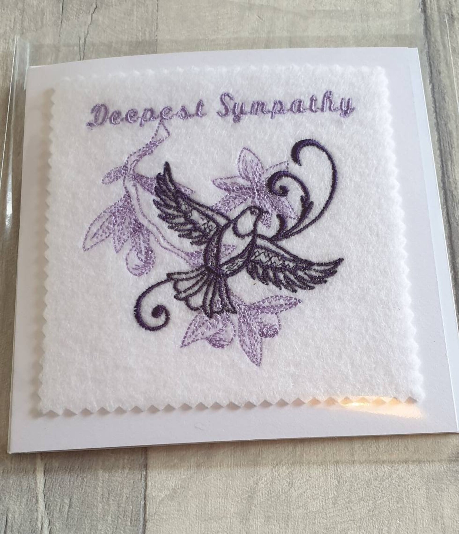 Embroidered in deepest sympathy dove card | Etsy