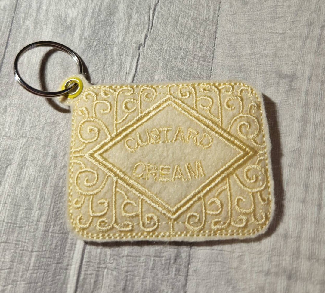 Embroidered Biscuit Custard Cream Keyring/ Key Chain - Etsy