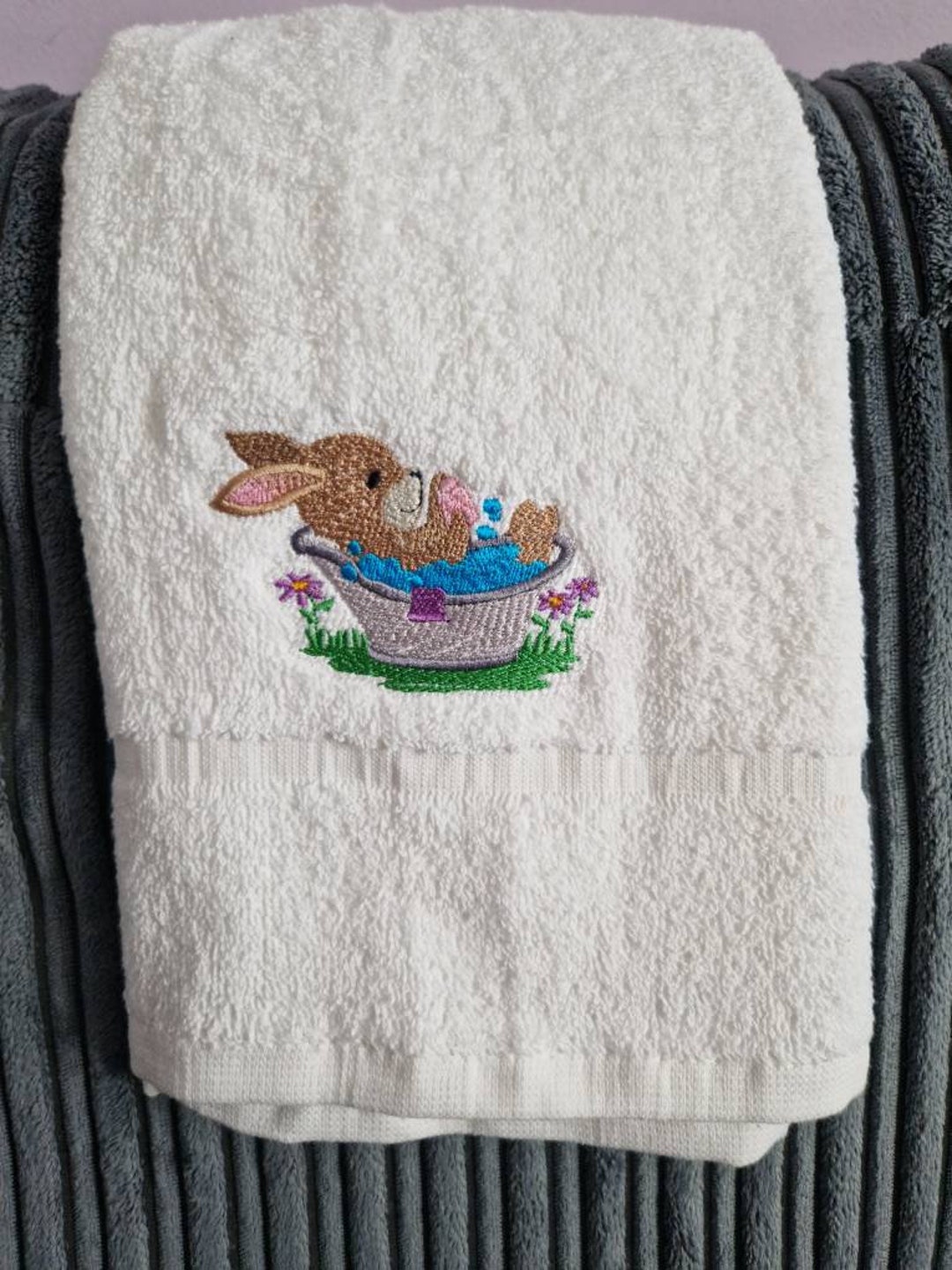 Embroidered Woodland Animal Bunny Rabbit Hand Towel - Etsy