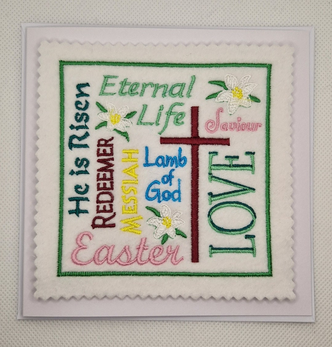 Embroidered Easter Religious Cross Card - Etsy