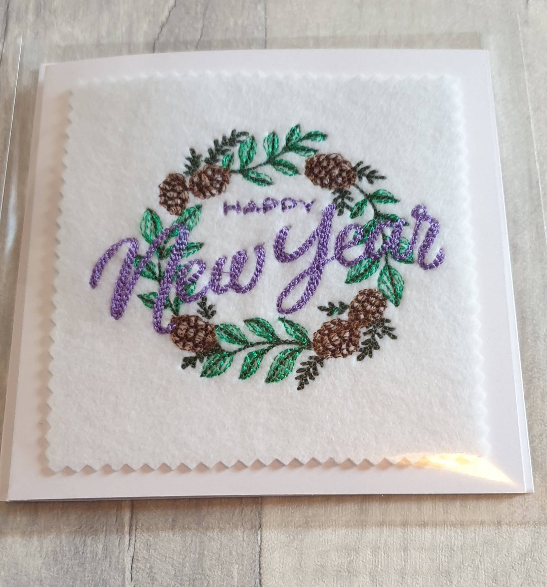 Embroidered New Year Card - Etsy