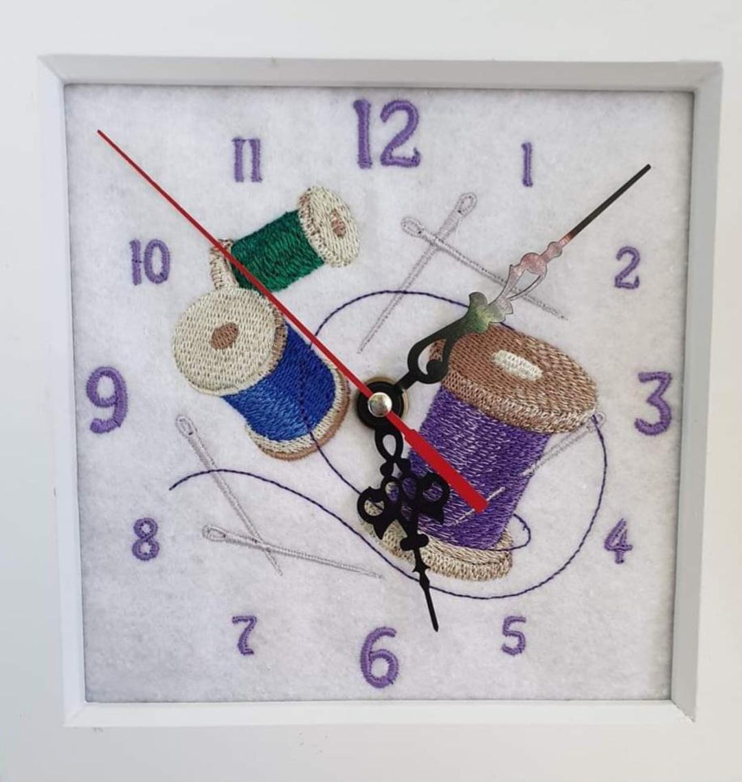 Embroidered Sewing Thread Clock. (silent) - Etsy