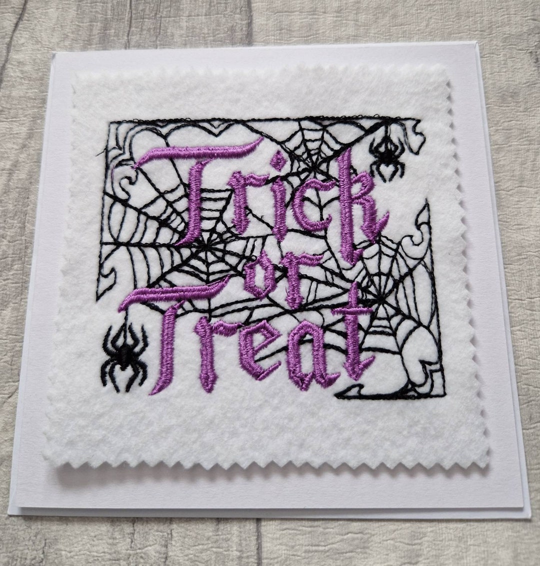 Embroidered Halloween Spider Web Card - Etsy