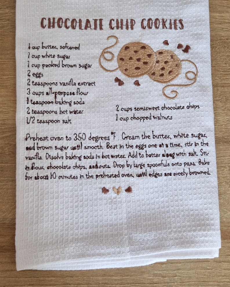 Embroidered Chocolate Chip Cookie Tea Towel - Etsy