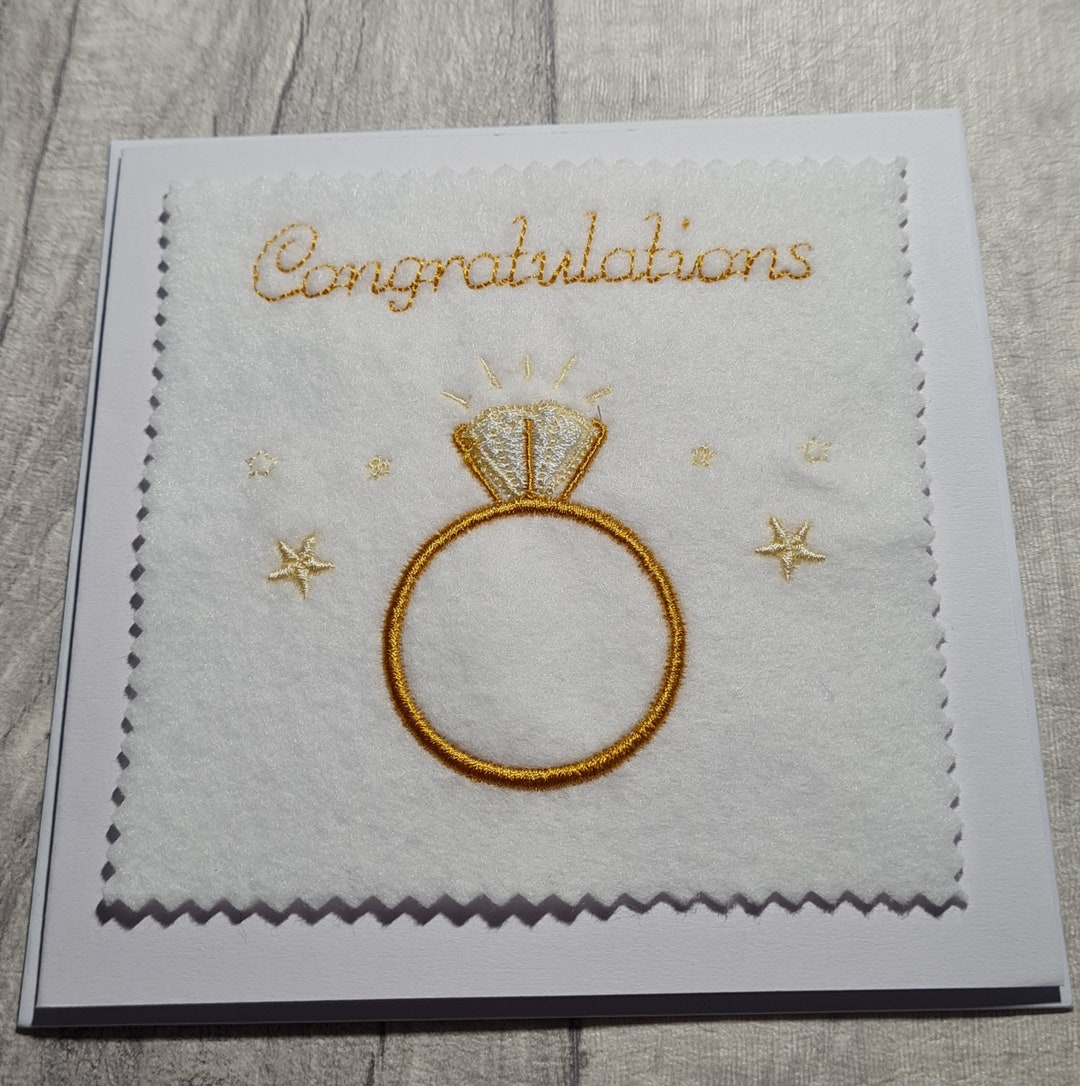 Embroidered Engagement Ring Card - Etsy Australia