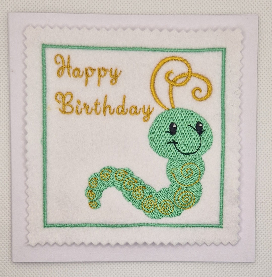 Embroidered Birthday Caterpillar Card - Etsy