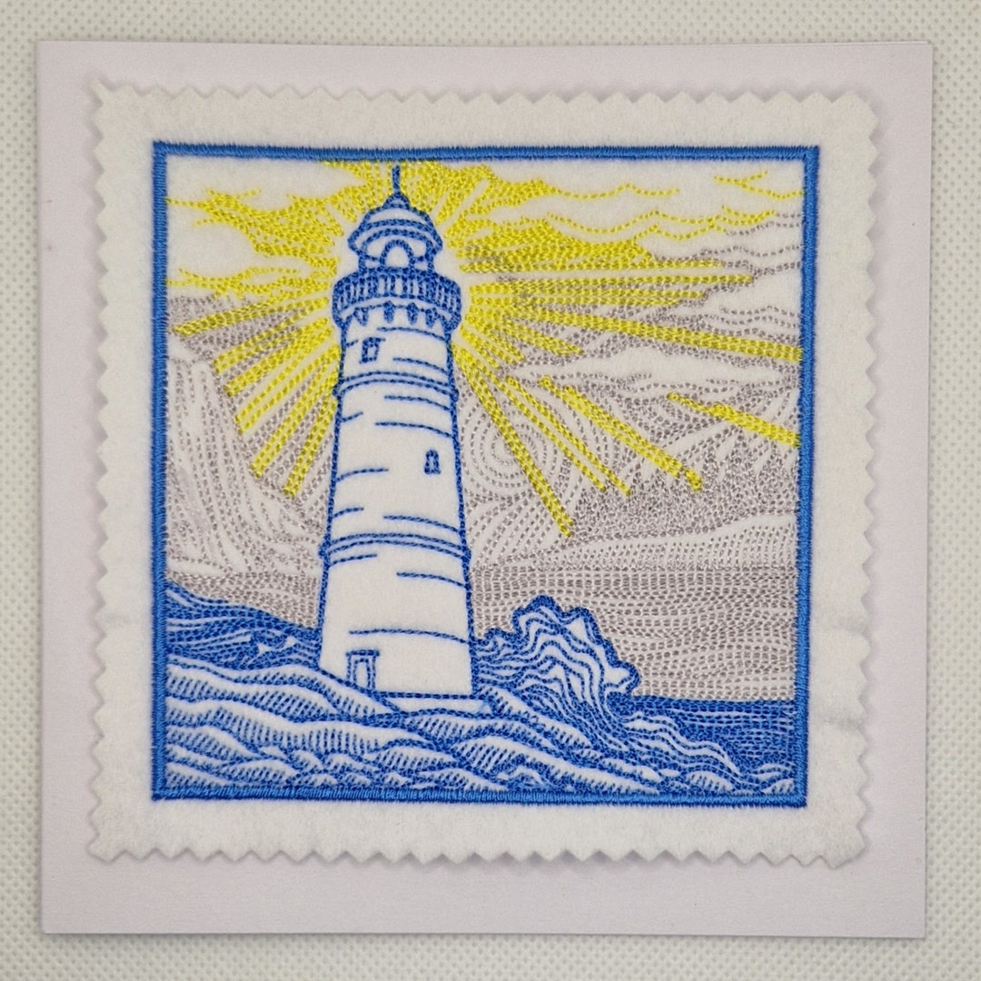 Embroidered Lighthouse Card - Etsy