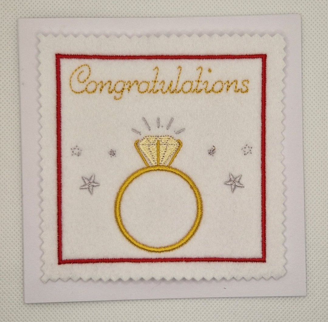 Embroidered Engagement Ring Card - Etsy Australia