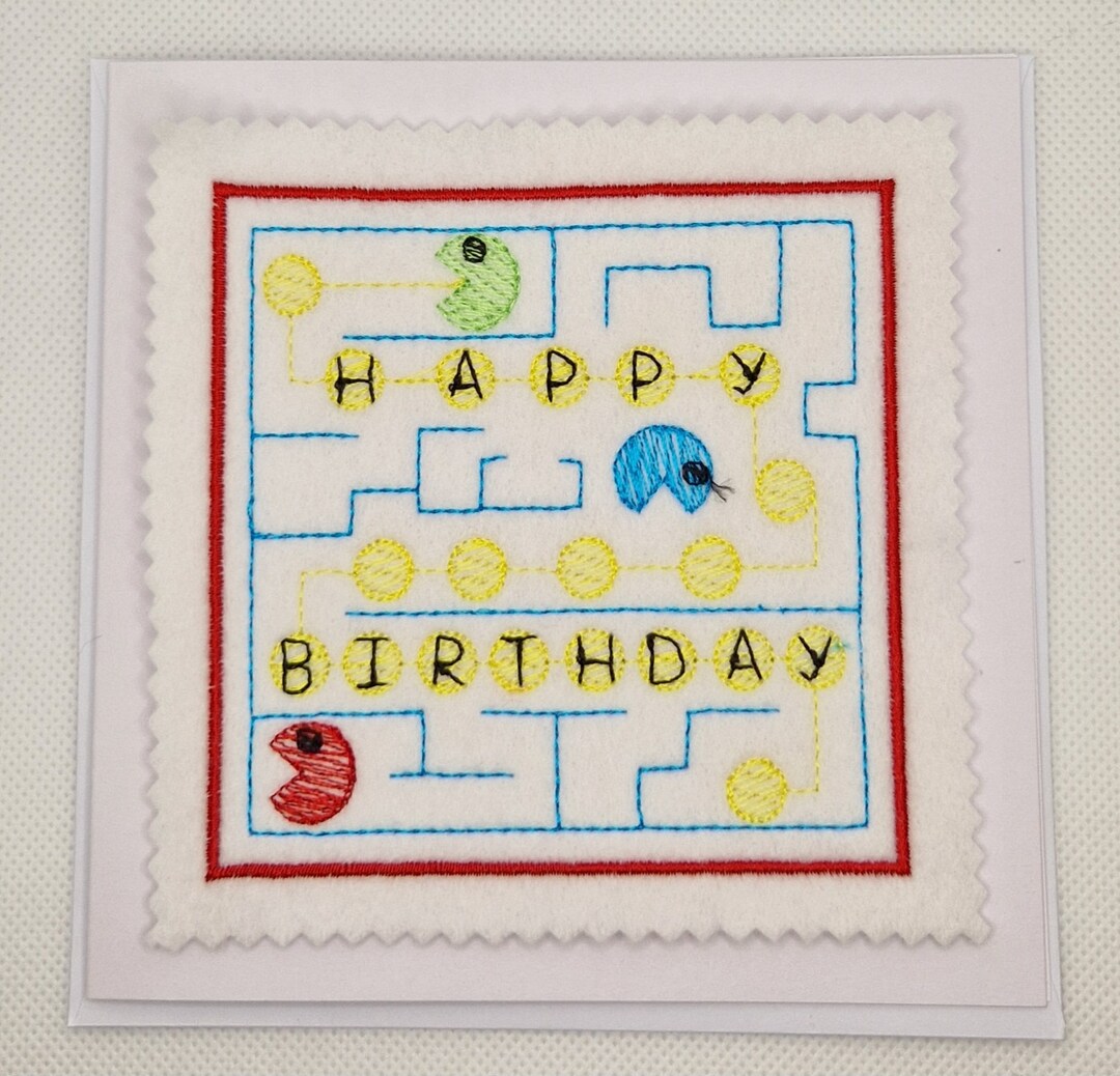 Embroidered Birthday Arcade Game Card - Etsy