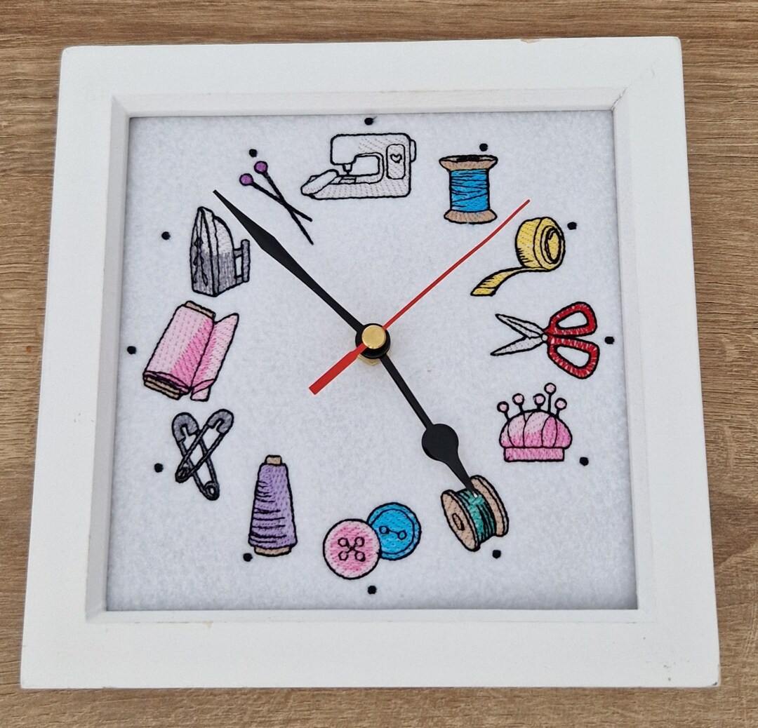 Embroidered Sewing Clock - Etsy