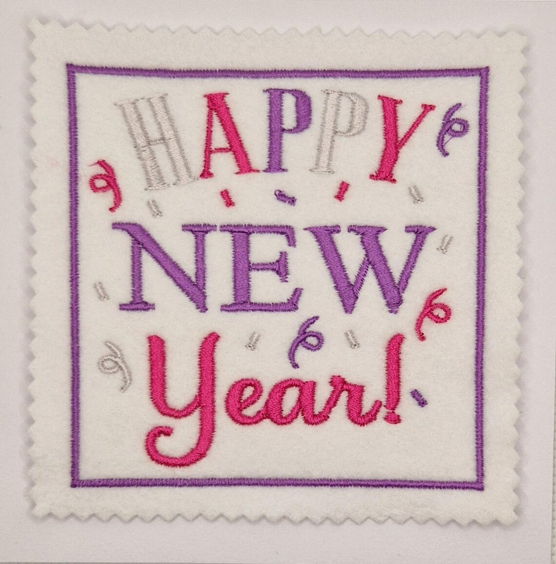 Embroidered New Year Card - Etsy UK