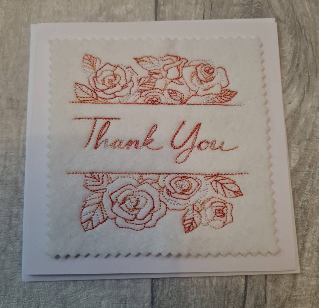 Embroidered Thank You Card - Etsy