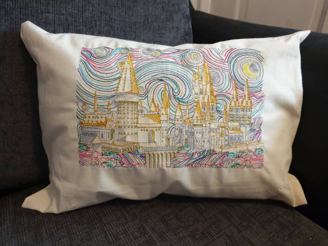 Embroidered Colourful Wizard Castle Cushion - Etsy