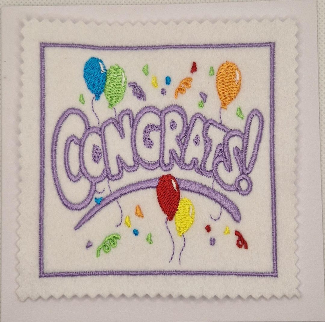 Embroidered Congratulations Card - Etsy