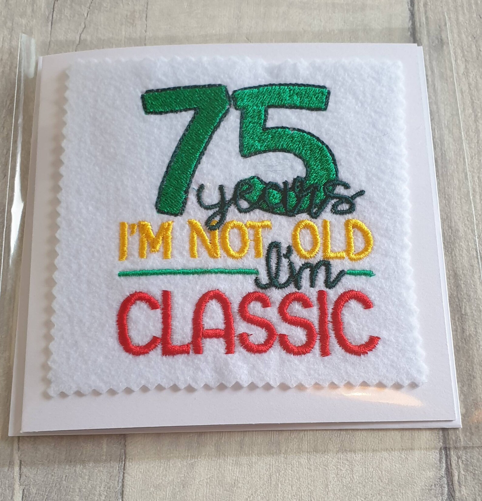 Embroidered 75th Birthday Card - Etsy UK