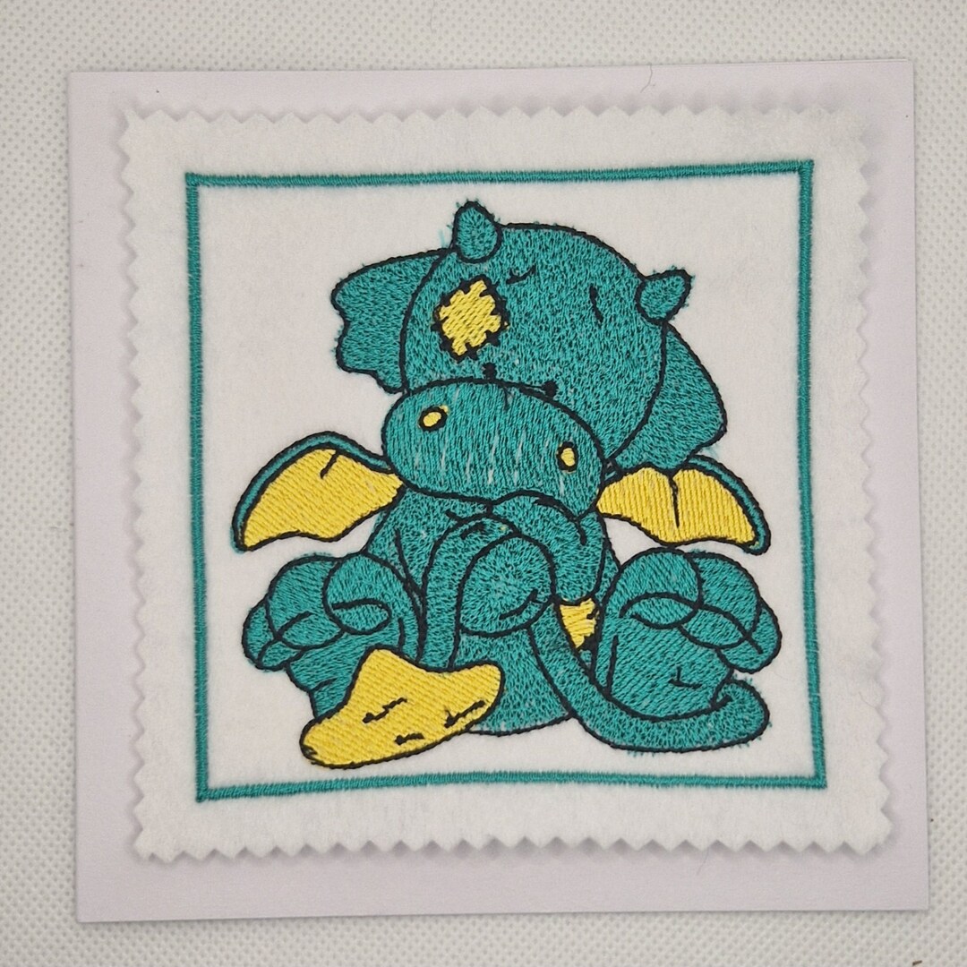 Embroidered Cute Dragon Card - Etsy