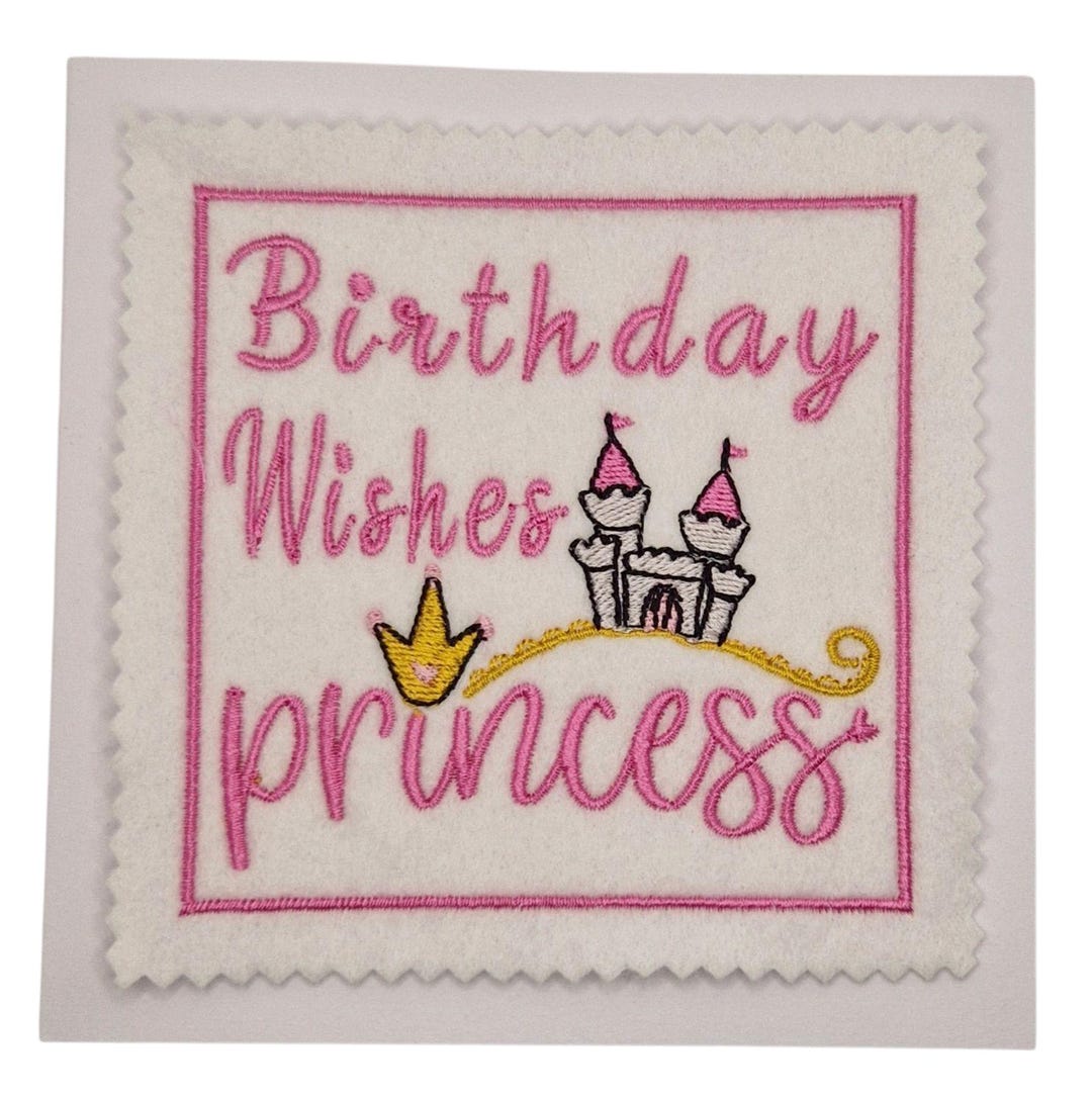 Embroidered Birthday Princess Castle Card - Etsy