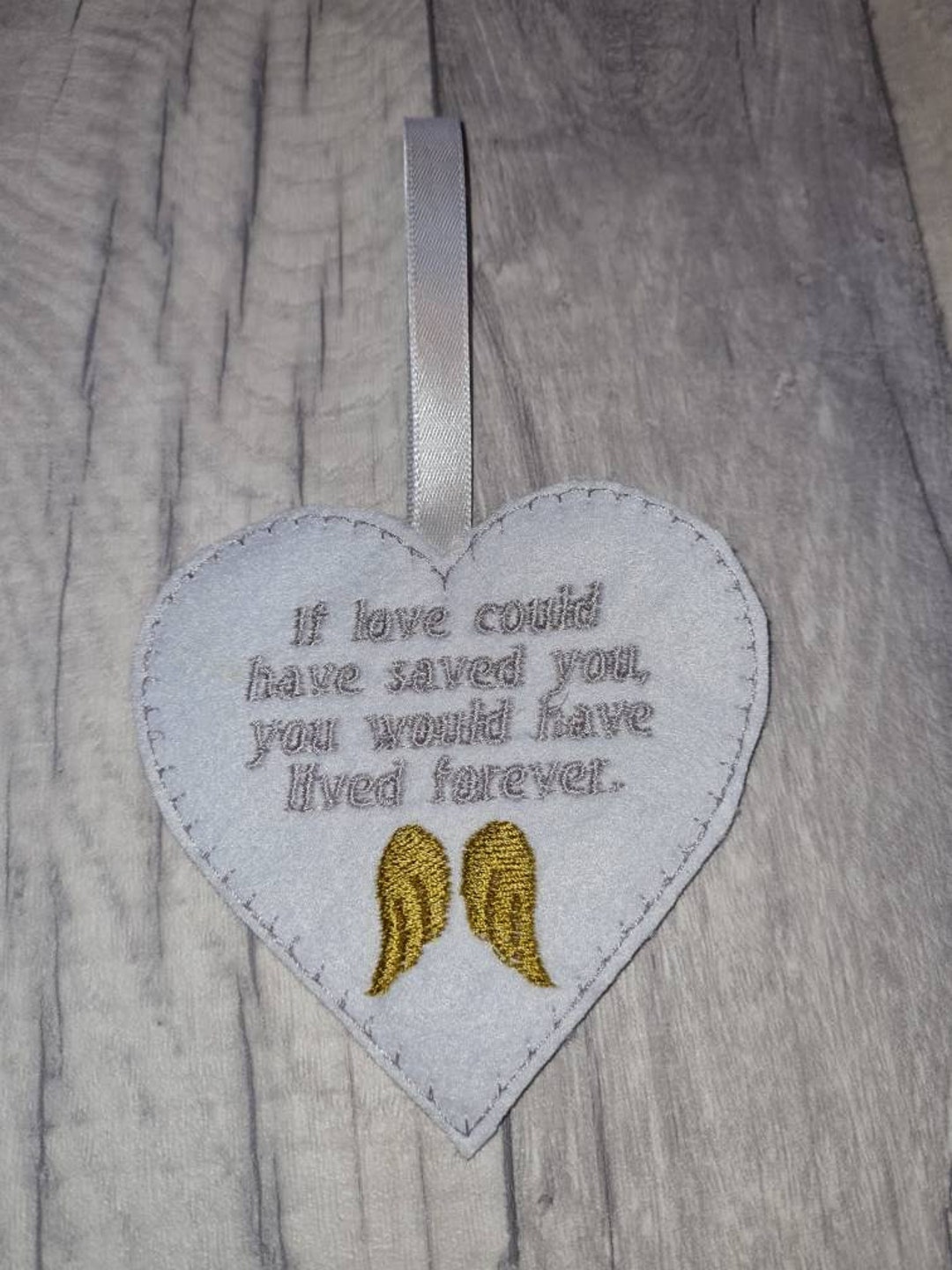 Embroidered in Loving Memory Heart Decoration - Etsy