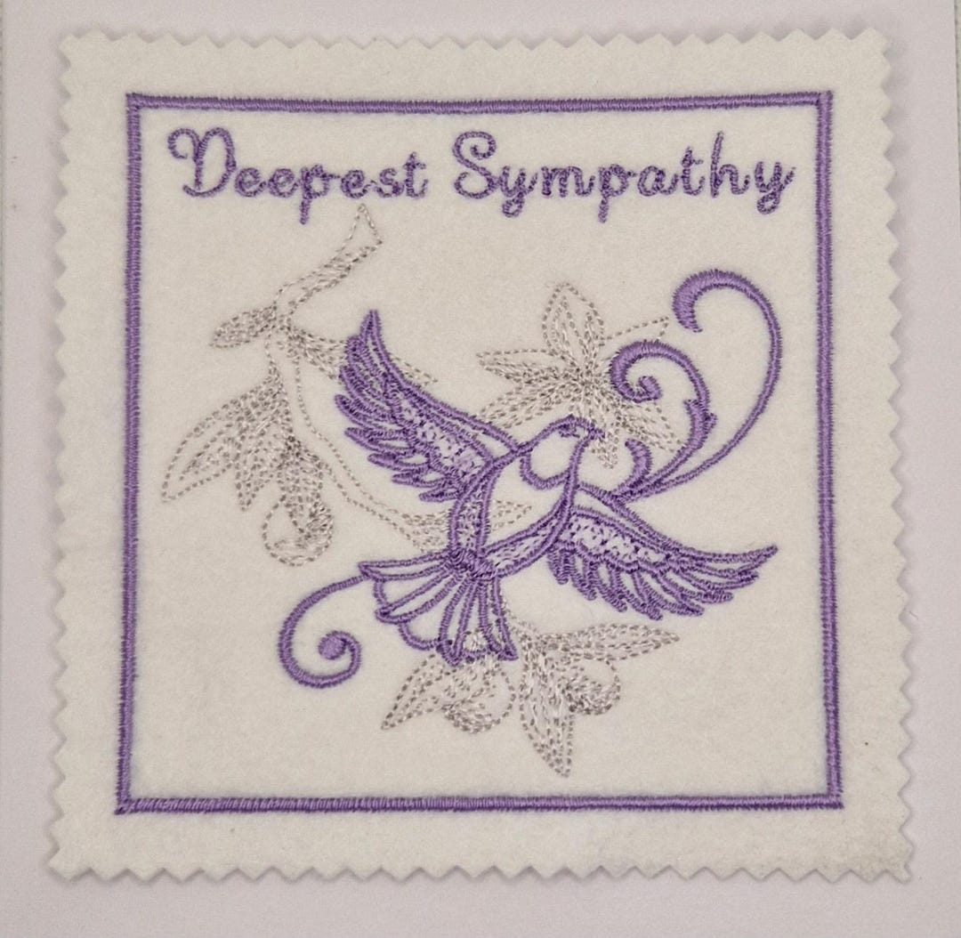 Embroidered Deepest Sympathy Dove Card - Etsy