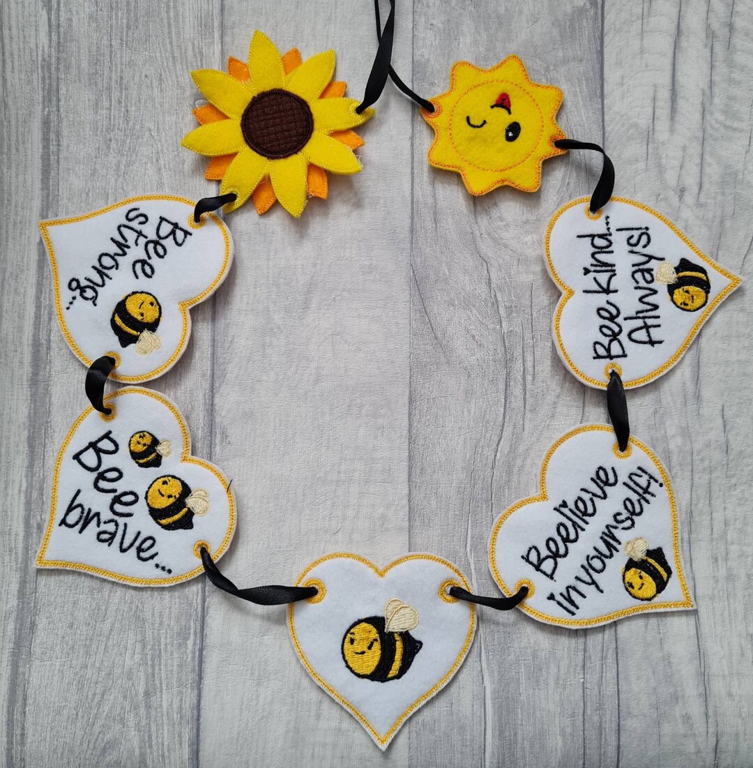 Embroidered Bee Bunting - Etsy
