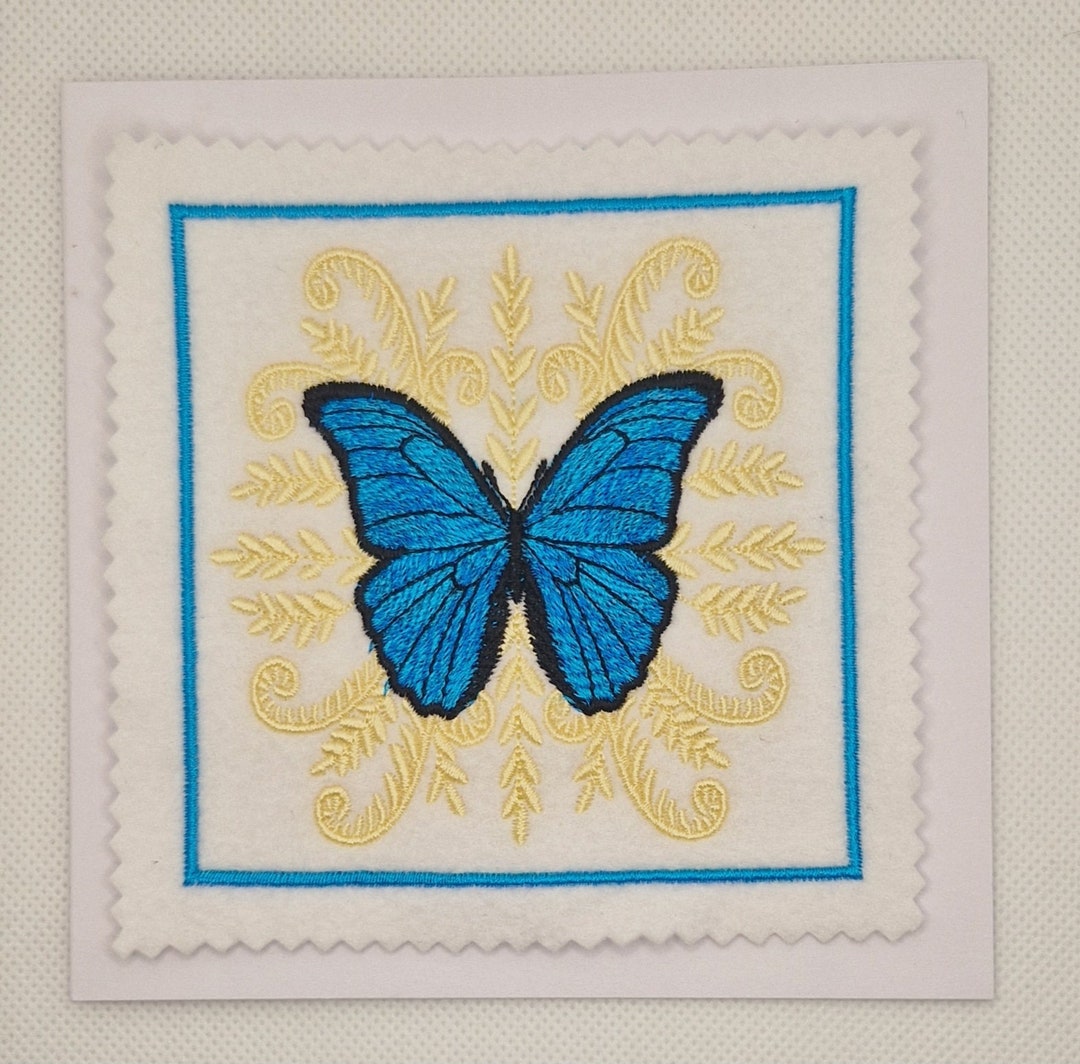 Embroidered Blue Morpho Butterfly Card - Etsy