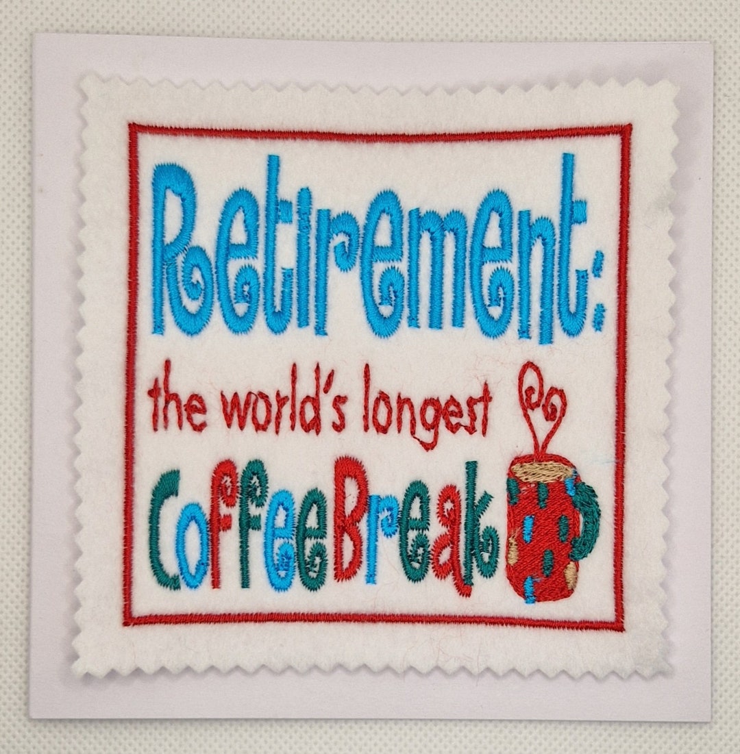 Embroidered Retirement Coffee Break Card - Etsy