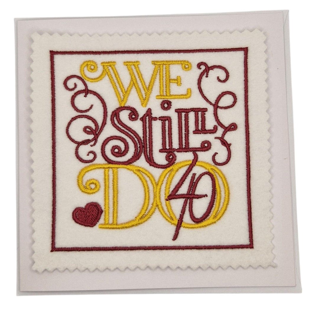 Embroidered 40th Anniversary Card (ruby) - Etsy