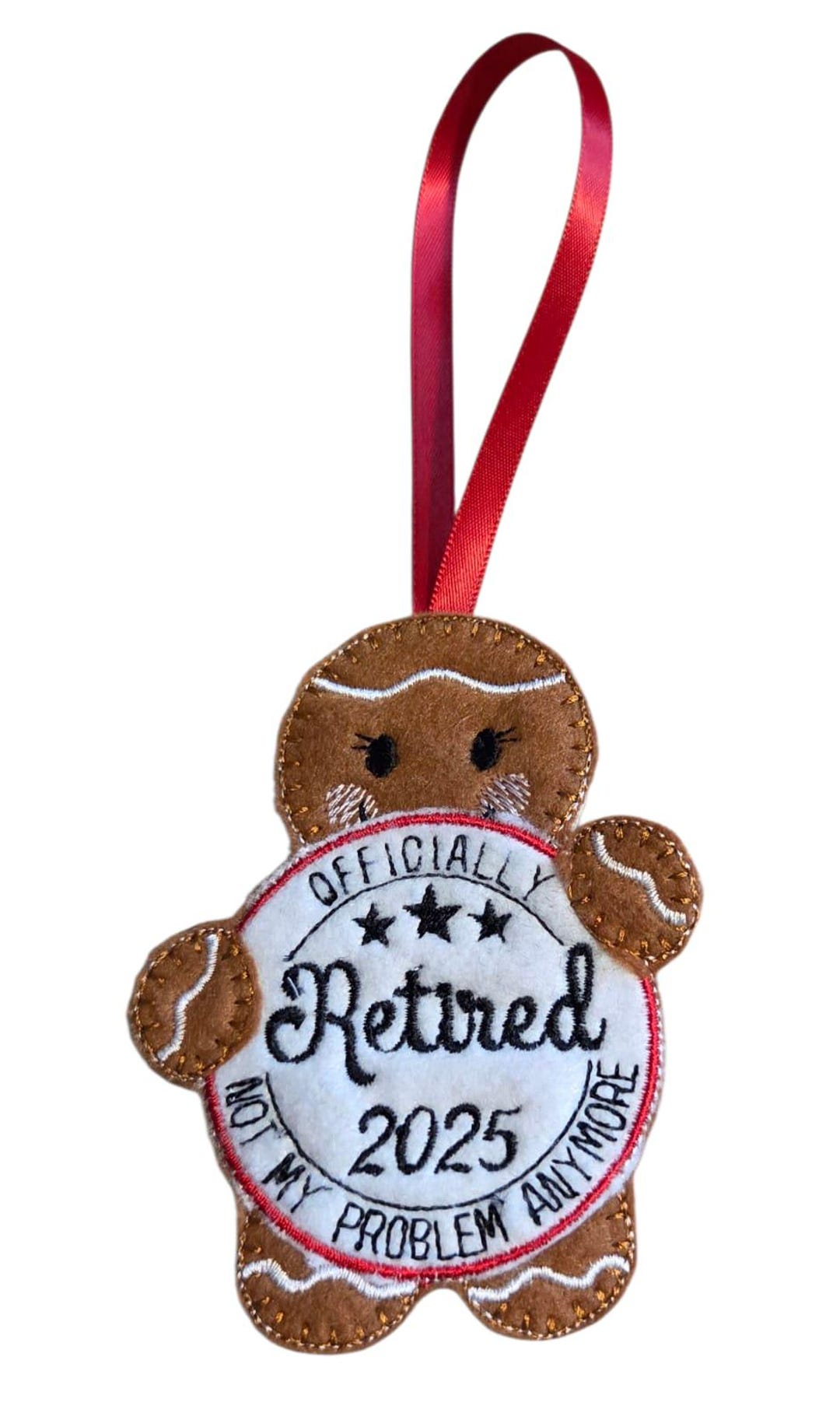 Embroidered Retirement Gingerbread Man - Etsy