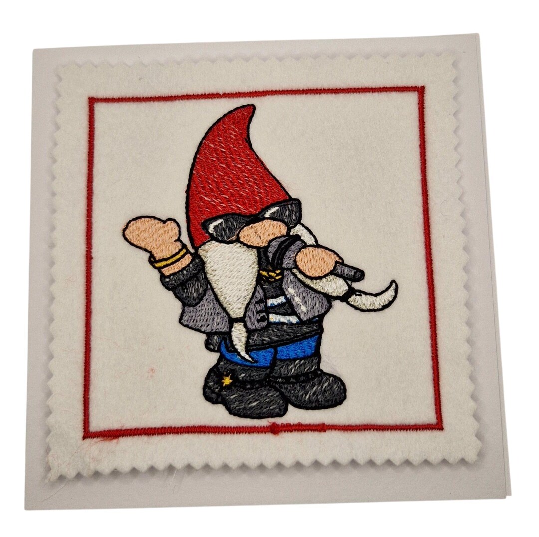 Embroidered Gnome Singer Card - Etsy