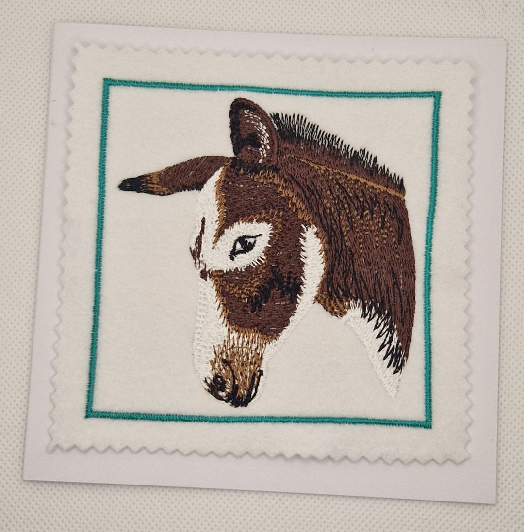 Embroidered Donkey Card - Etsy
