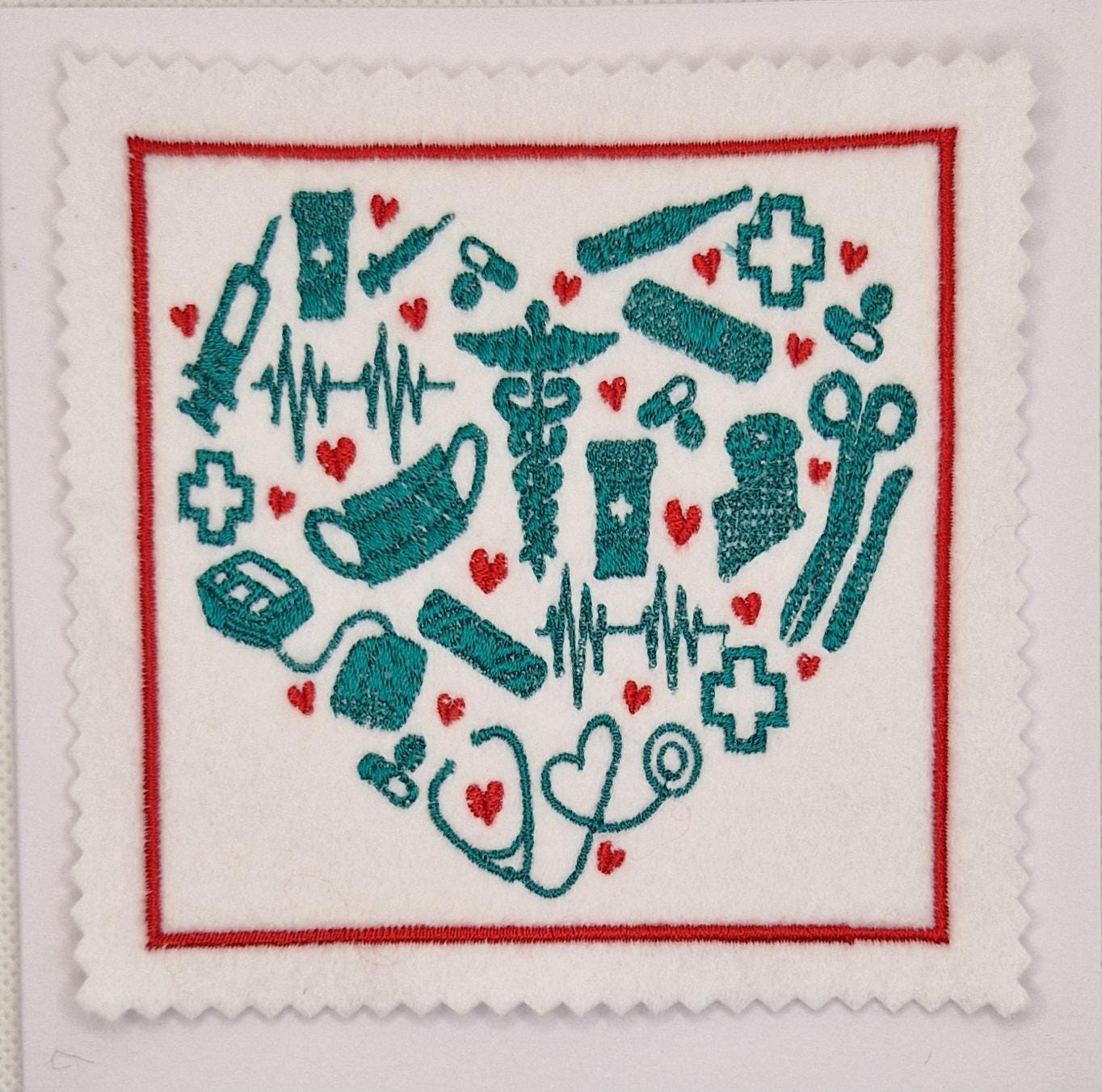 Embroidered Medical/nhs Heart Card - Etsy