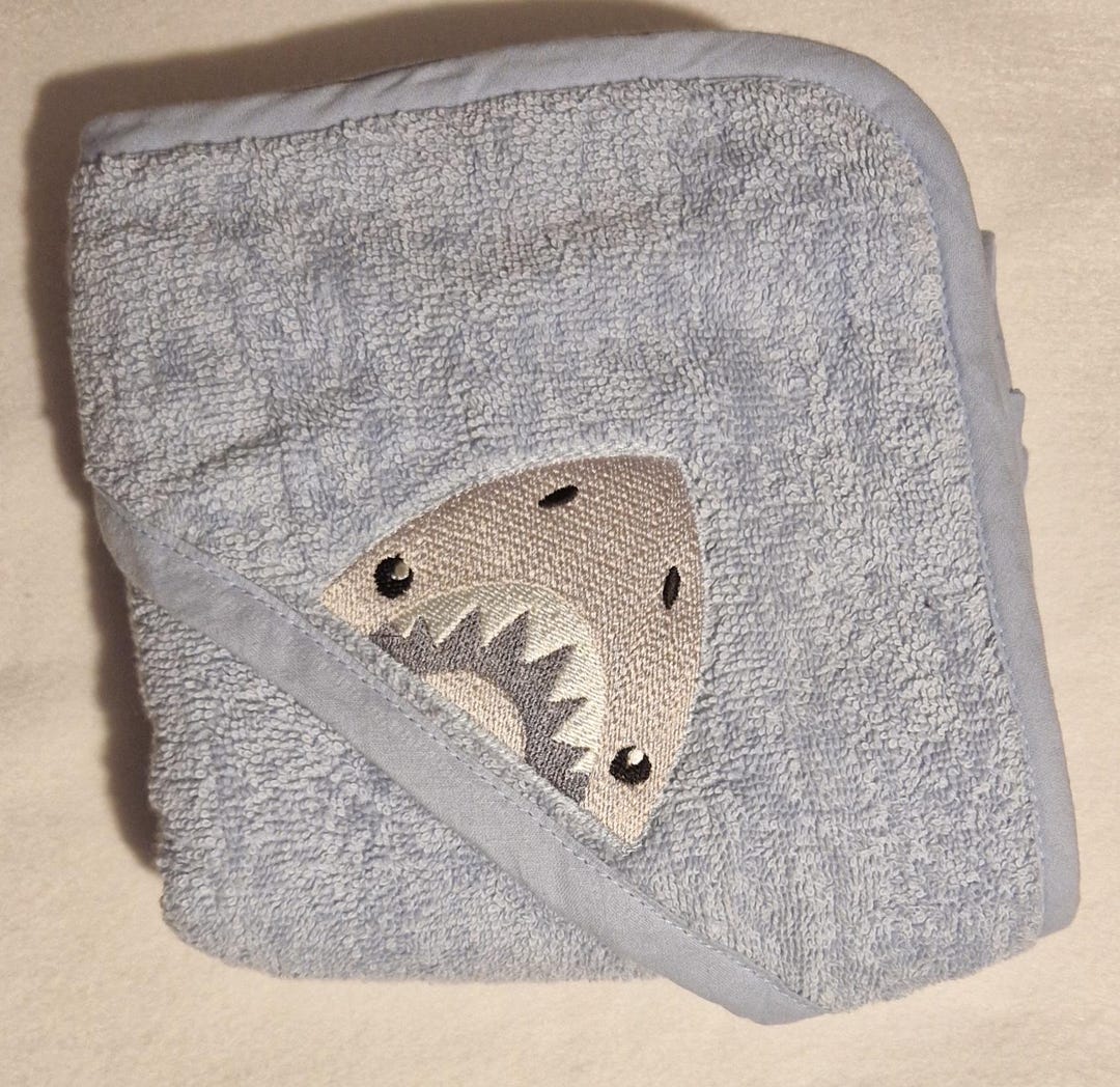 Embroidered Baby Hooded Shark Towel - Etsy